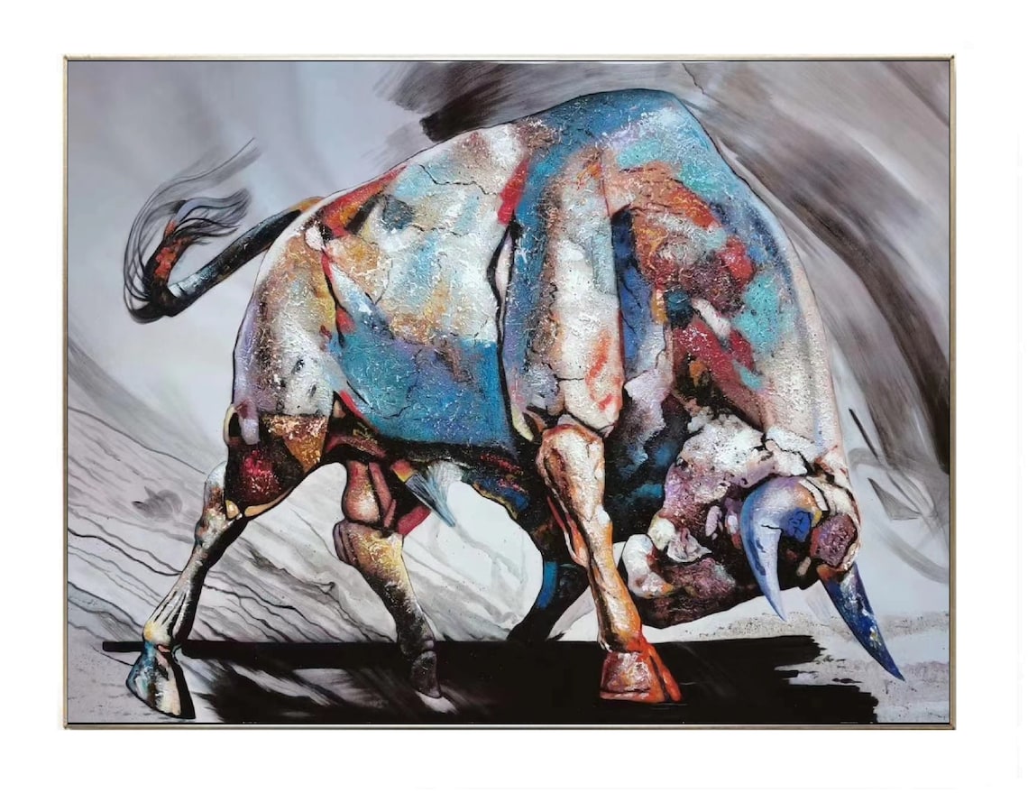 Original Bull PaintingLarge Animal abstract paintingPainting | Etsy