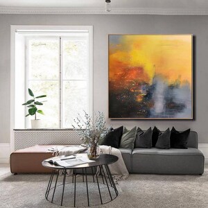 Original Abstract Wall Art Yellow Abstract Oil Painting on - Etsy