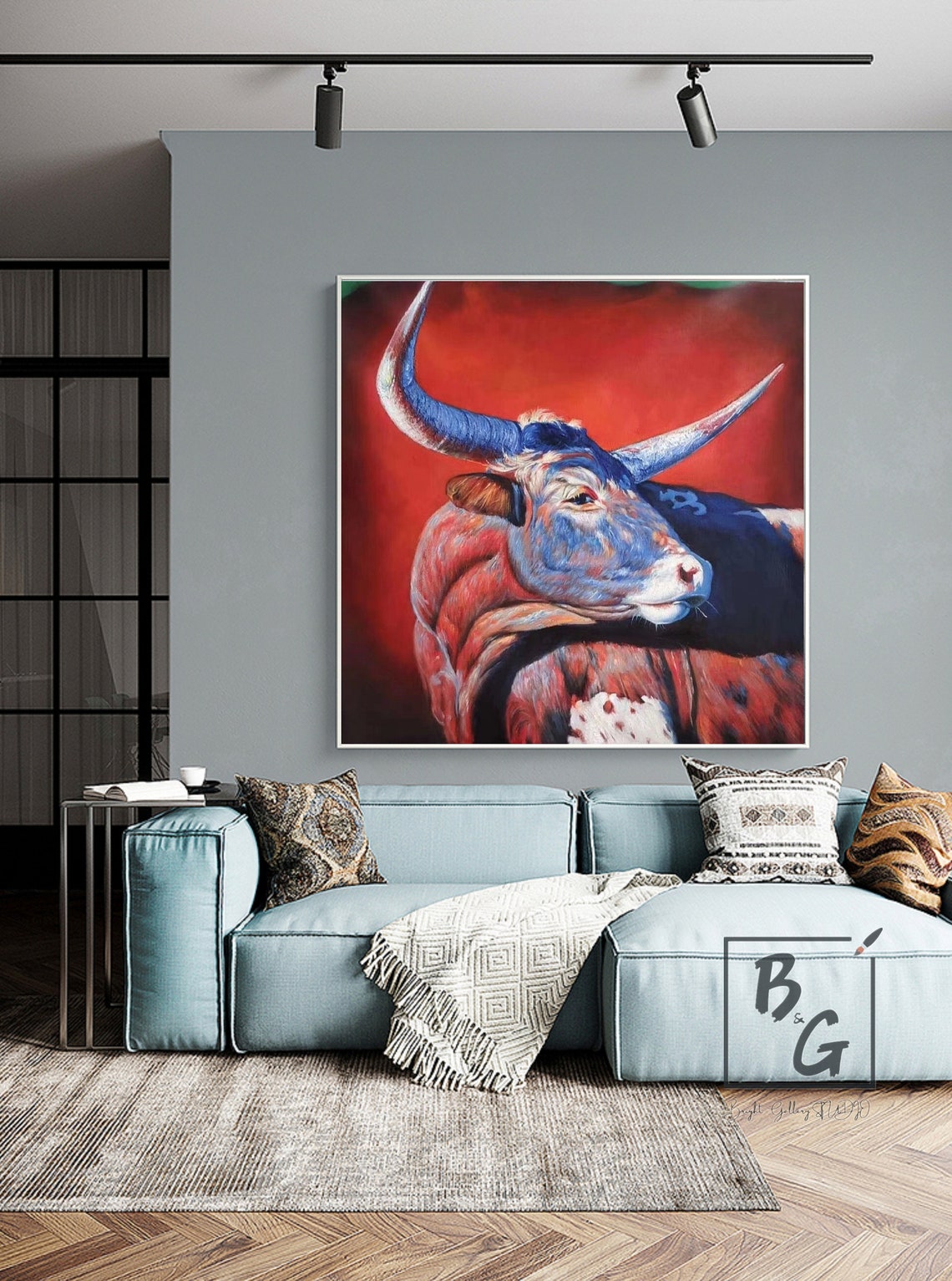 Large Bull Painting Original Bull Paintinglarge Animal - Etsy