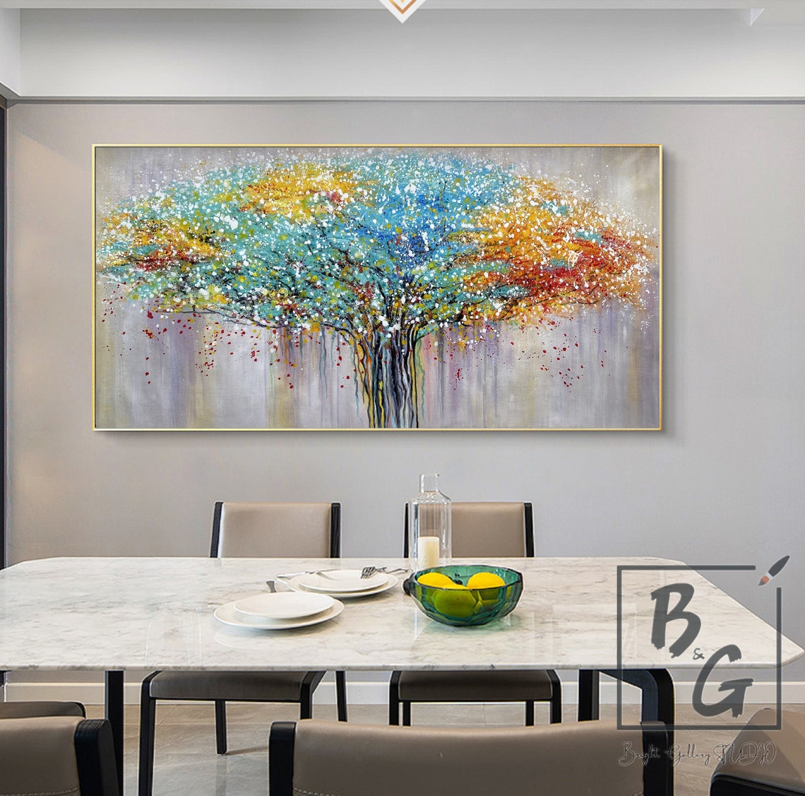 Green Abstract Oil Paintingabstract Trees Artabstract - Etsy