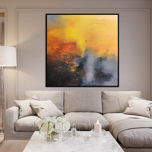 Original Abstract Wall Art Yellow Abstract Oil Painting on - Etsy