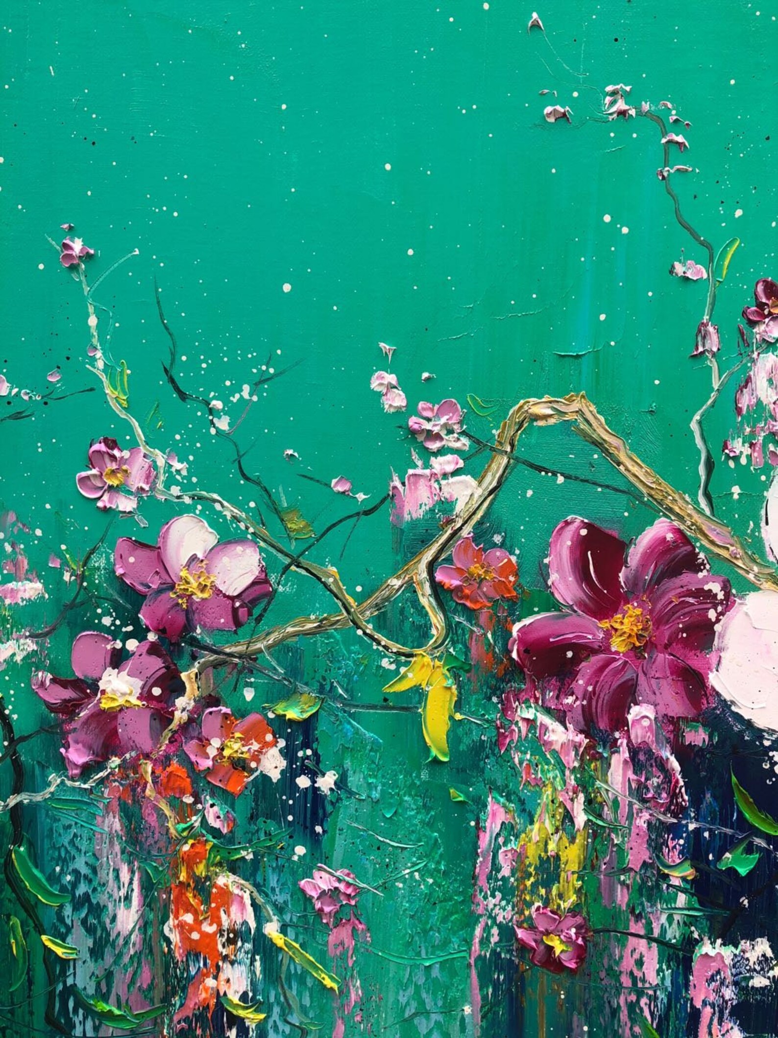 Blossom Flowers Oil Painting Abstract Flower Oil | Etsy