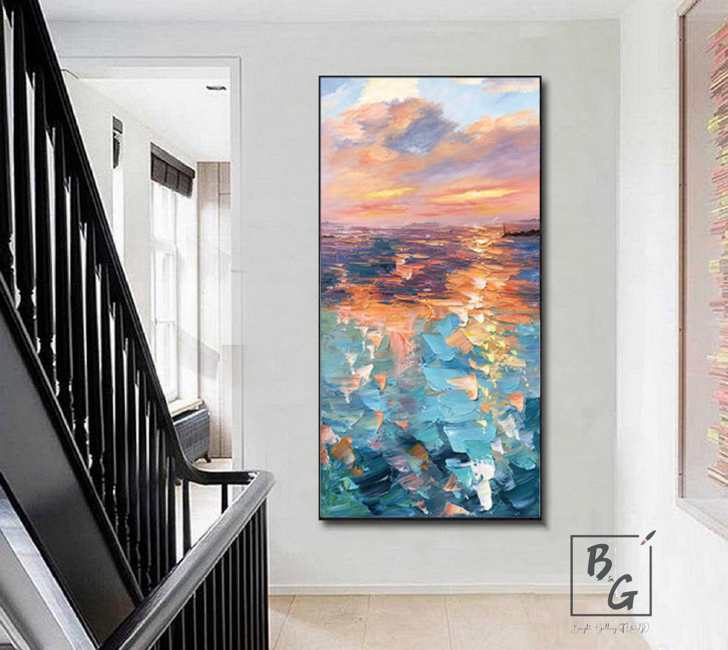 Large Ocean Paintingabstract Paintingsunshine Sky Sea - Etsy