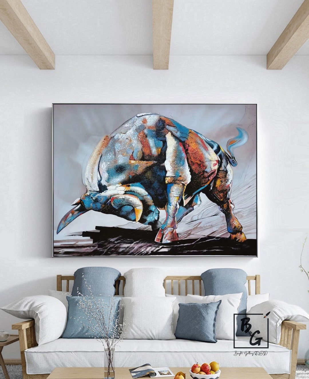 Large Bull Painting Original Bull Painting,animal Abstract Painting ...