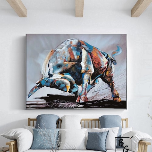 Large Animal Abstract Paintinglarge Bull Painting Original - Etsy