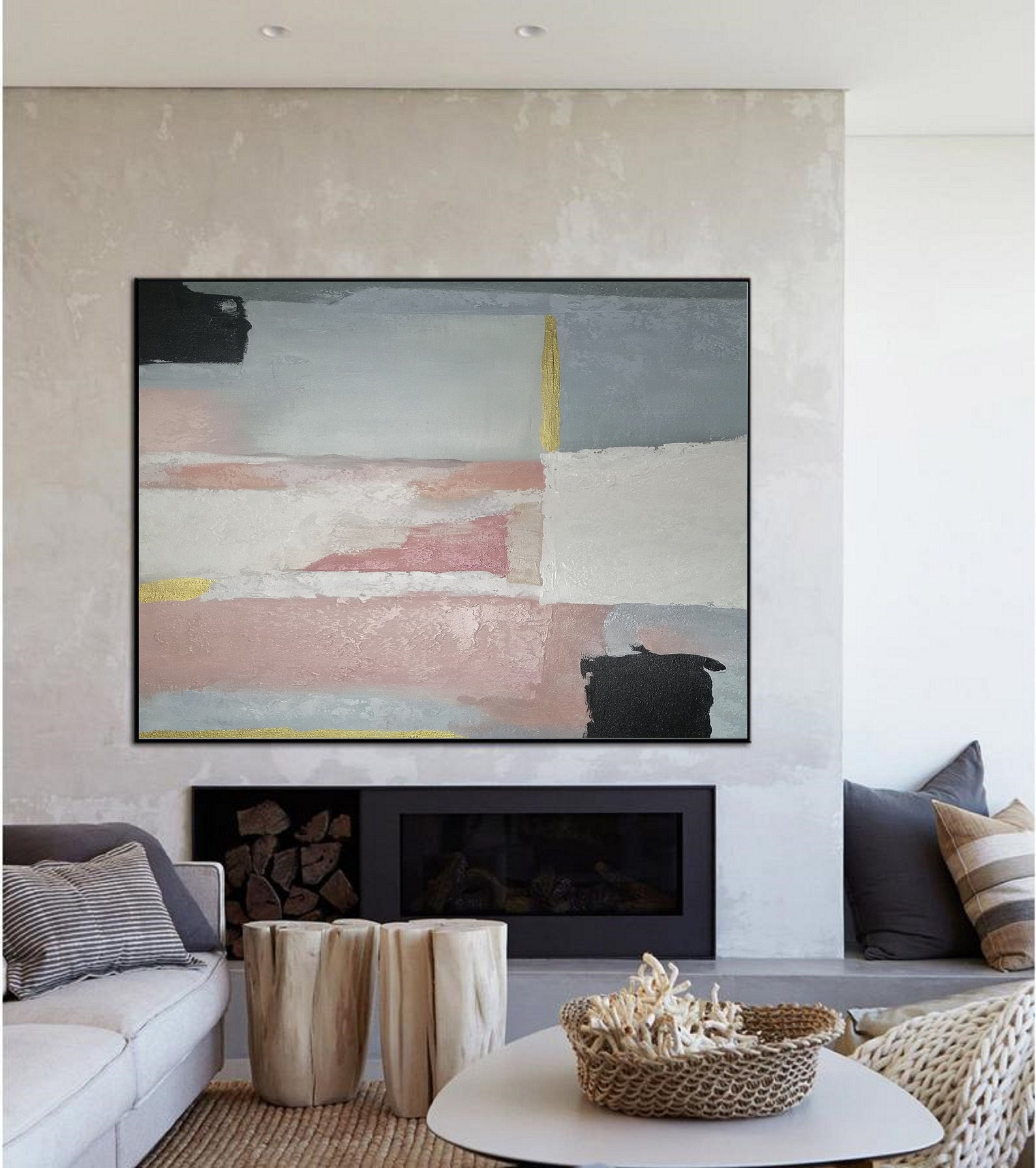 Minimalist Abstract Paintingpink Abstract Original - Etsy