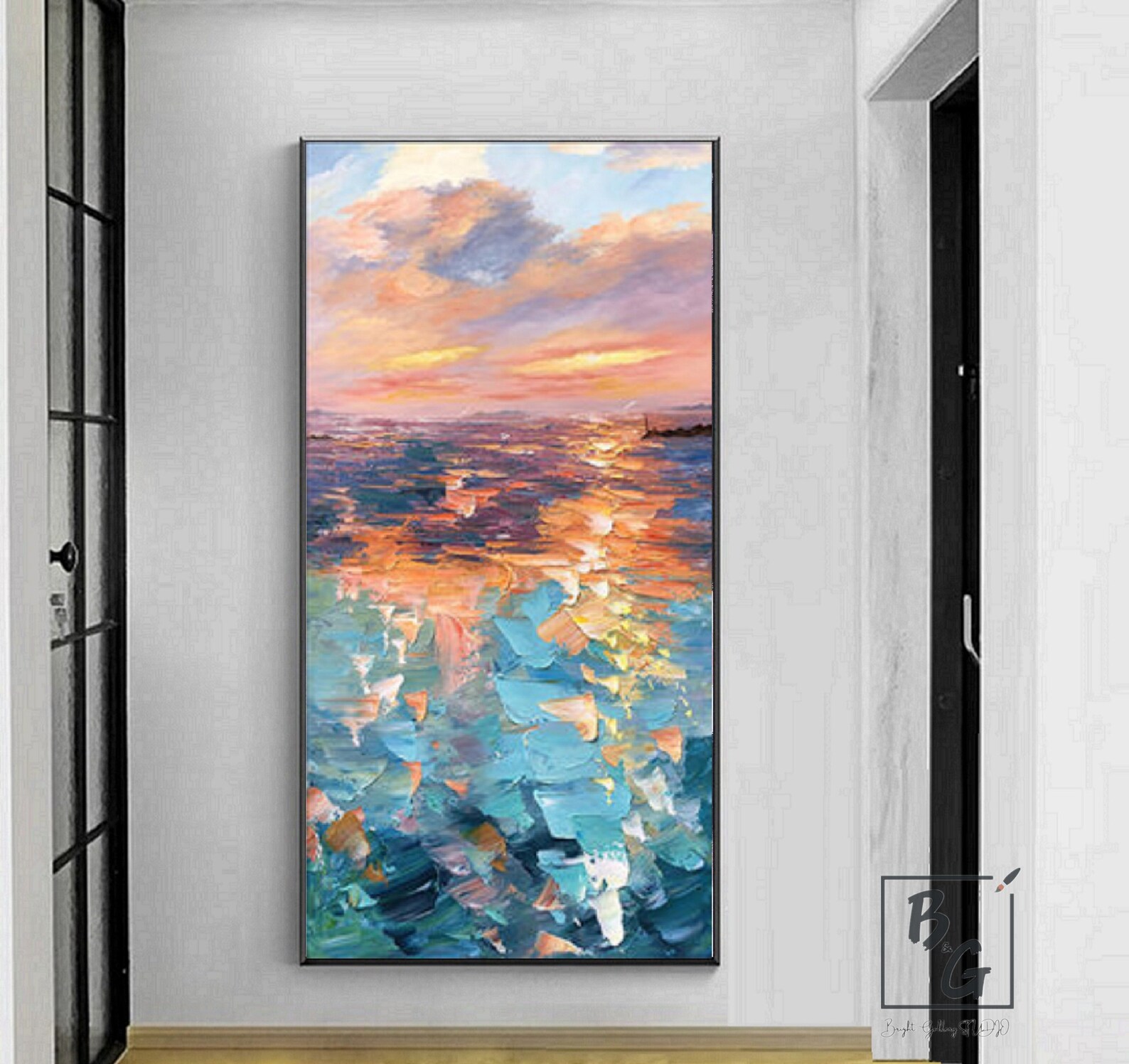 Large Ocean Paintingabstract Paintingsunshine Sky Sea - Etsy