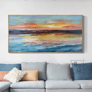 Ocean Painting,large Abstract Painting,sunshine Sky Sea Painting ...