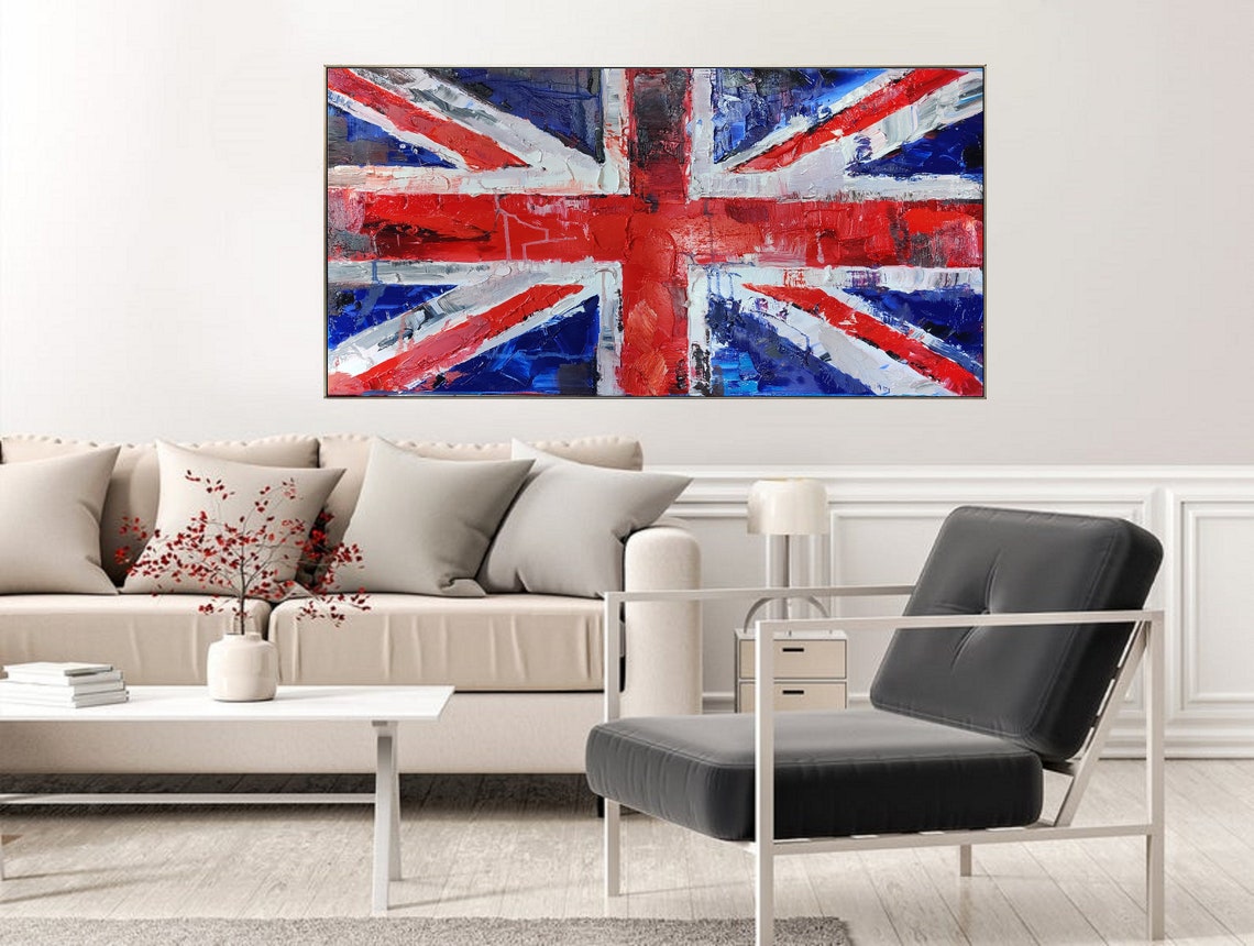 British Flag Paintingpaintings on Canvaslarge Abstract | Etsy