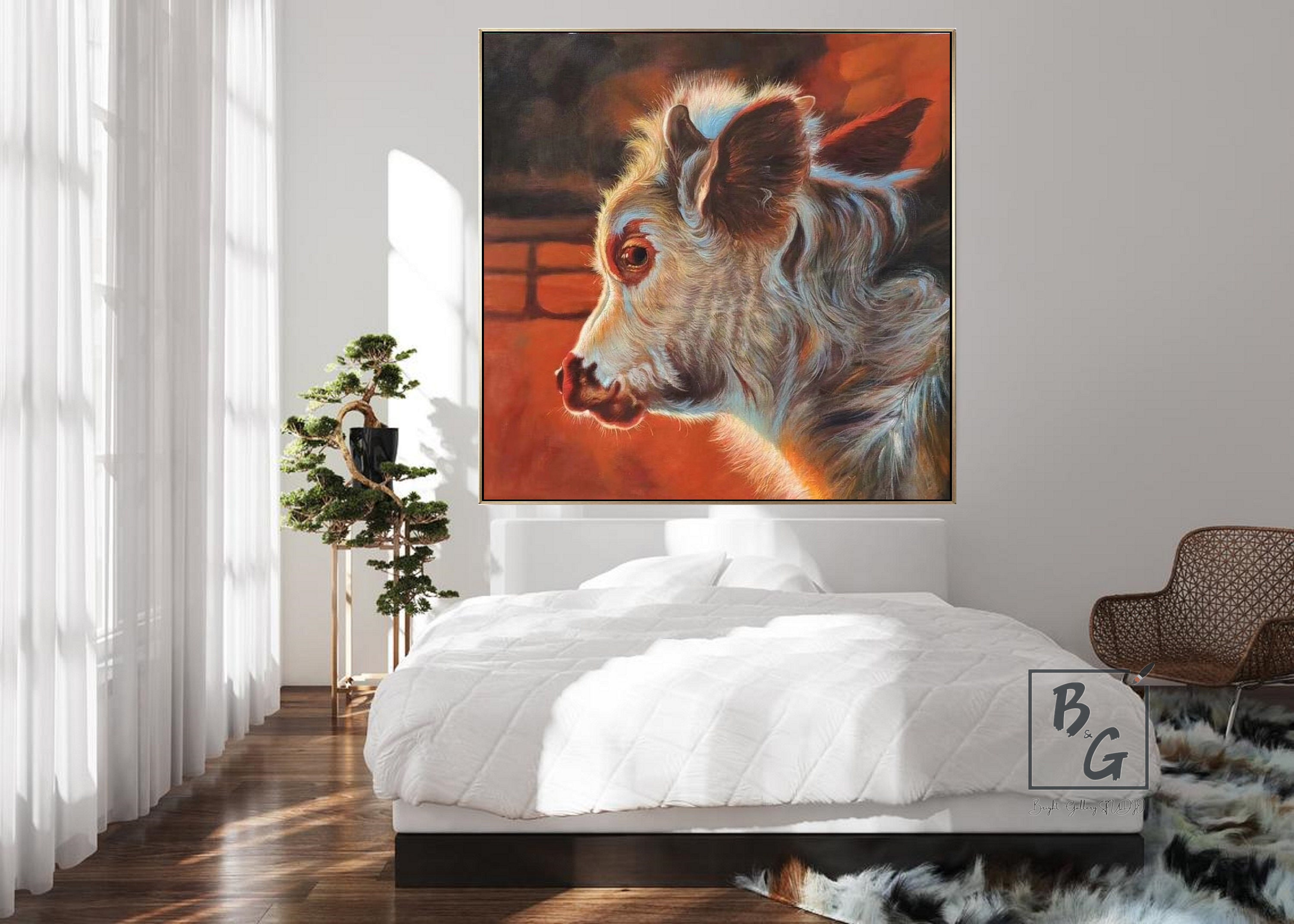 Original Bull Painting Large Bull Paintinglarge Animal - Etsy