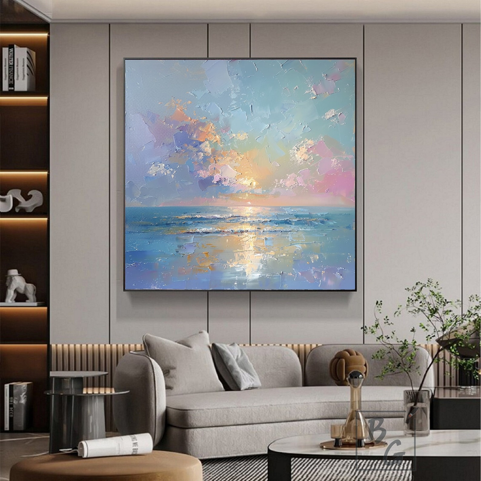 Ocean Painting,large Abstract Painting,sunshine Sky Sea Painting ...