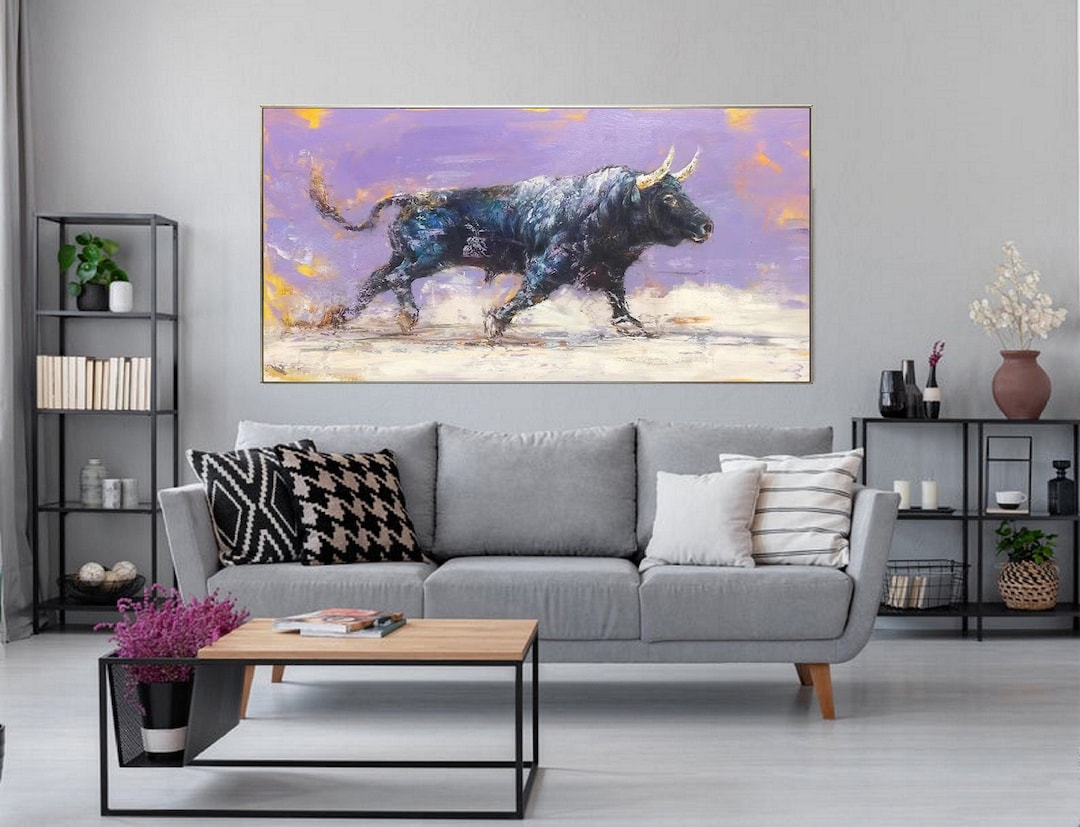 Bull Abstraction Painting，large Animal Abstract Painting,large Bull ...