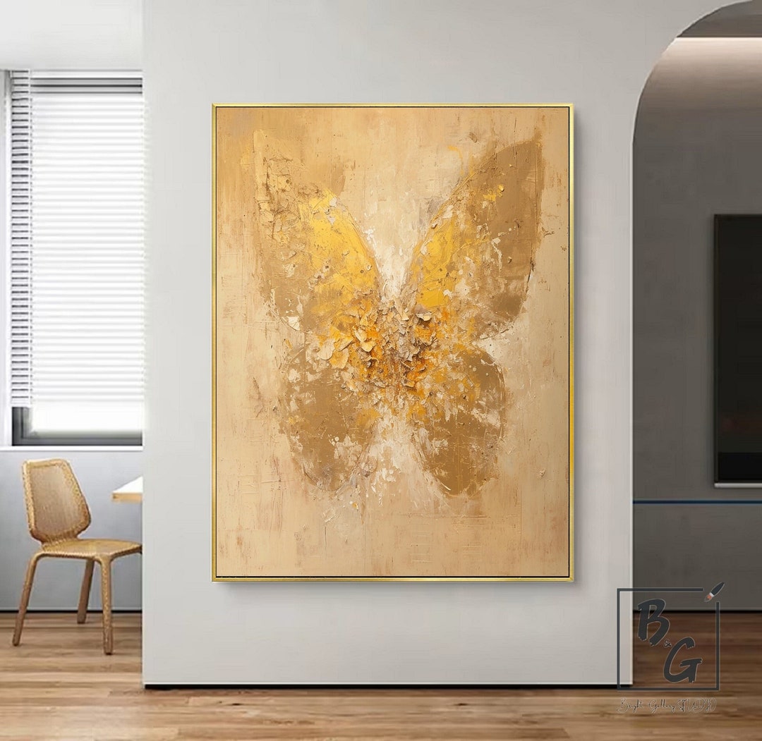 Gold Butterfly Painting,gold Abstract Painting,original Large Butterfly ...