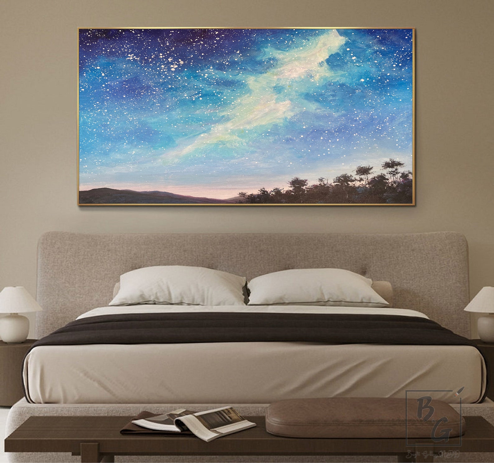 Starry Night Paintingstarry Sky Abstract Paintinglarge Cloud - Etsy