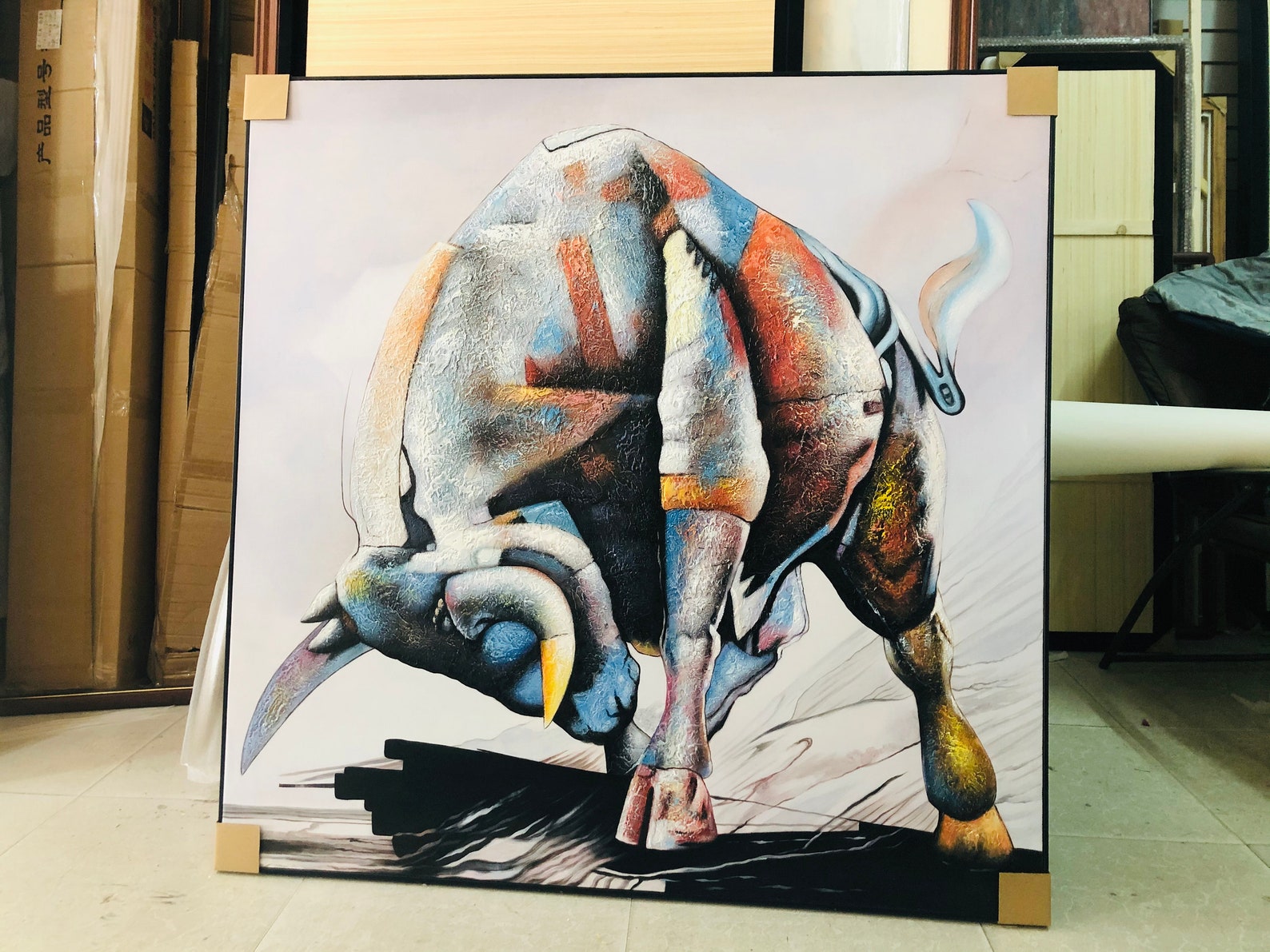 Large Animal Abstract Paintinglarge Bull Painting Original - Etsy