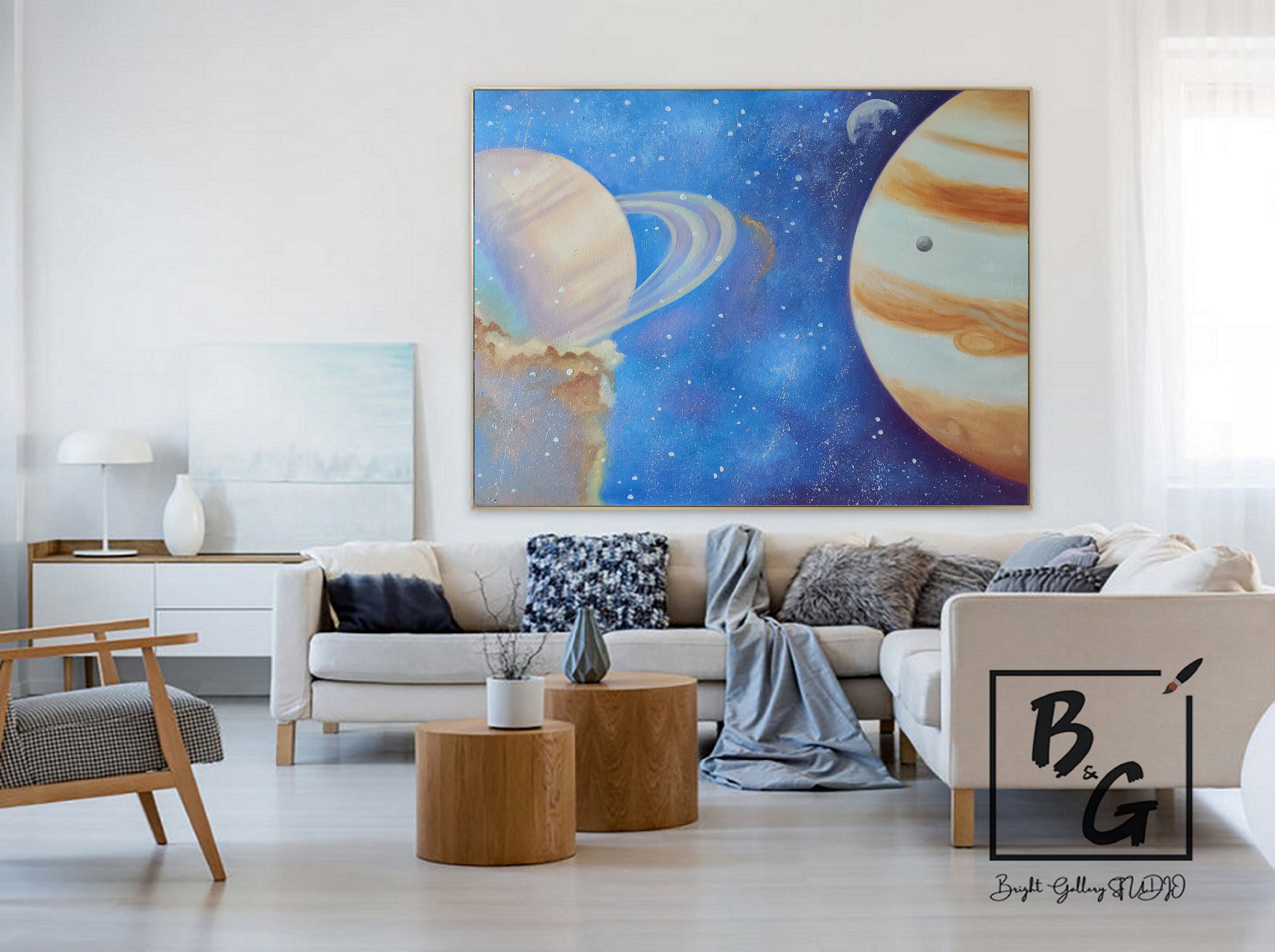 Jupiter Space Oil Painting Large Abstract Paintingmodern | Etsy
