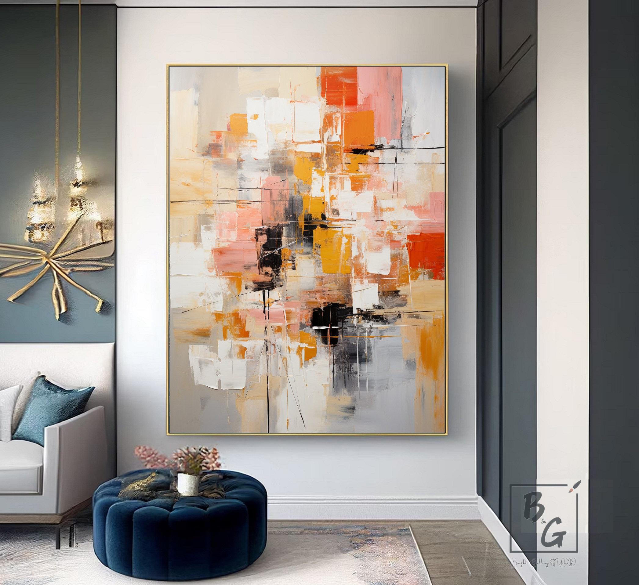 Pink Paintings on Canvas,pink Oil Painting,original Large Abstract ...