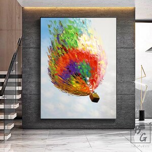 Hot Air Balloon Abstract Painting,abstract Handmade Painting,sofa Wall ...