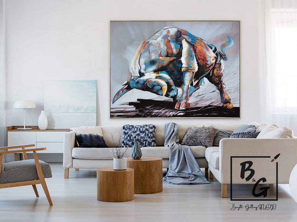 Large Bull Painting Original Bull Painting,animal Abstract Painting ...