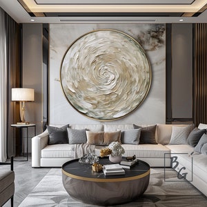 Circle Abstract Paintings on Canvas,beige Abstract Painting,vortex ...