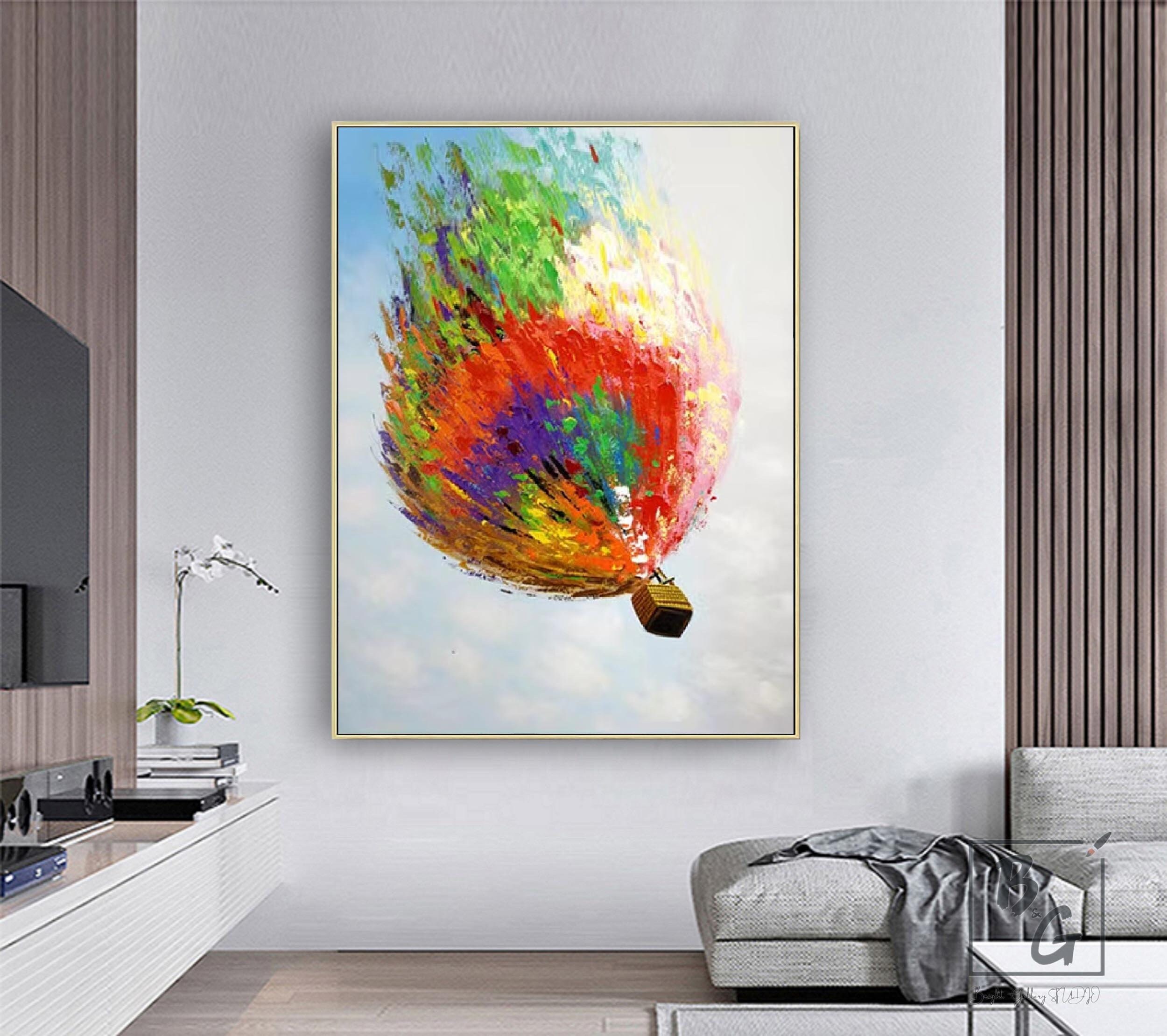 Hot Air Balloon Abstract Painting,abstract Handmade Painting,sofa Wall ...