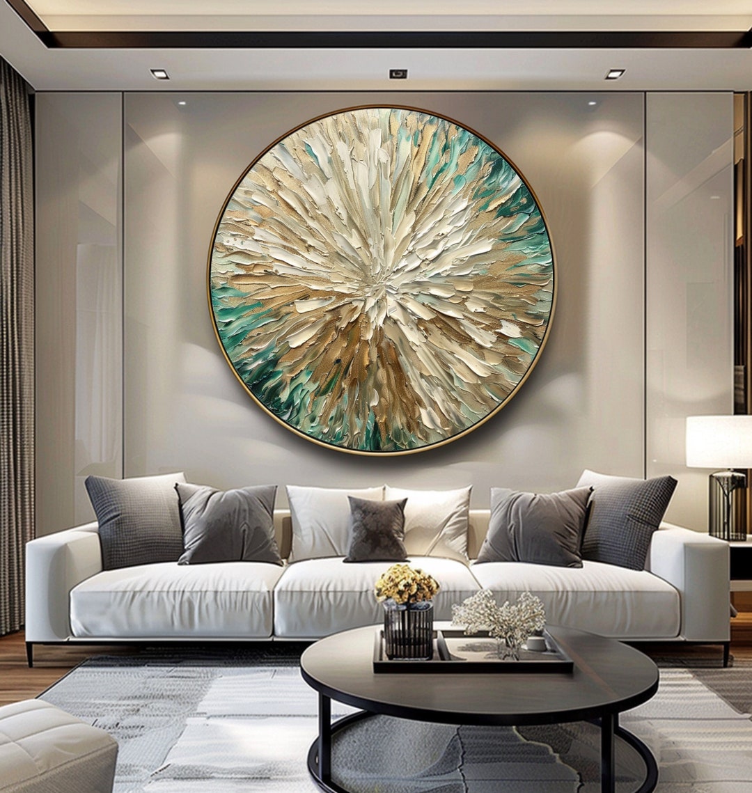 Gold Abstract Oil Painting,green Abstract Paintings on Canvas,beige ...