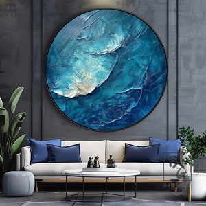 Blue Abstract Painting,circle Abstract Paintings on Canvas,vortex ...