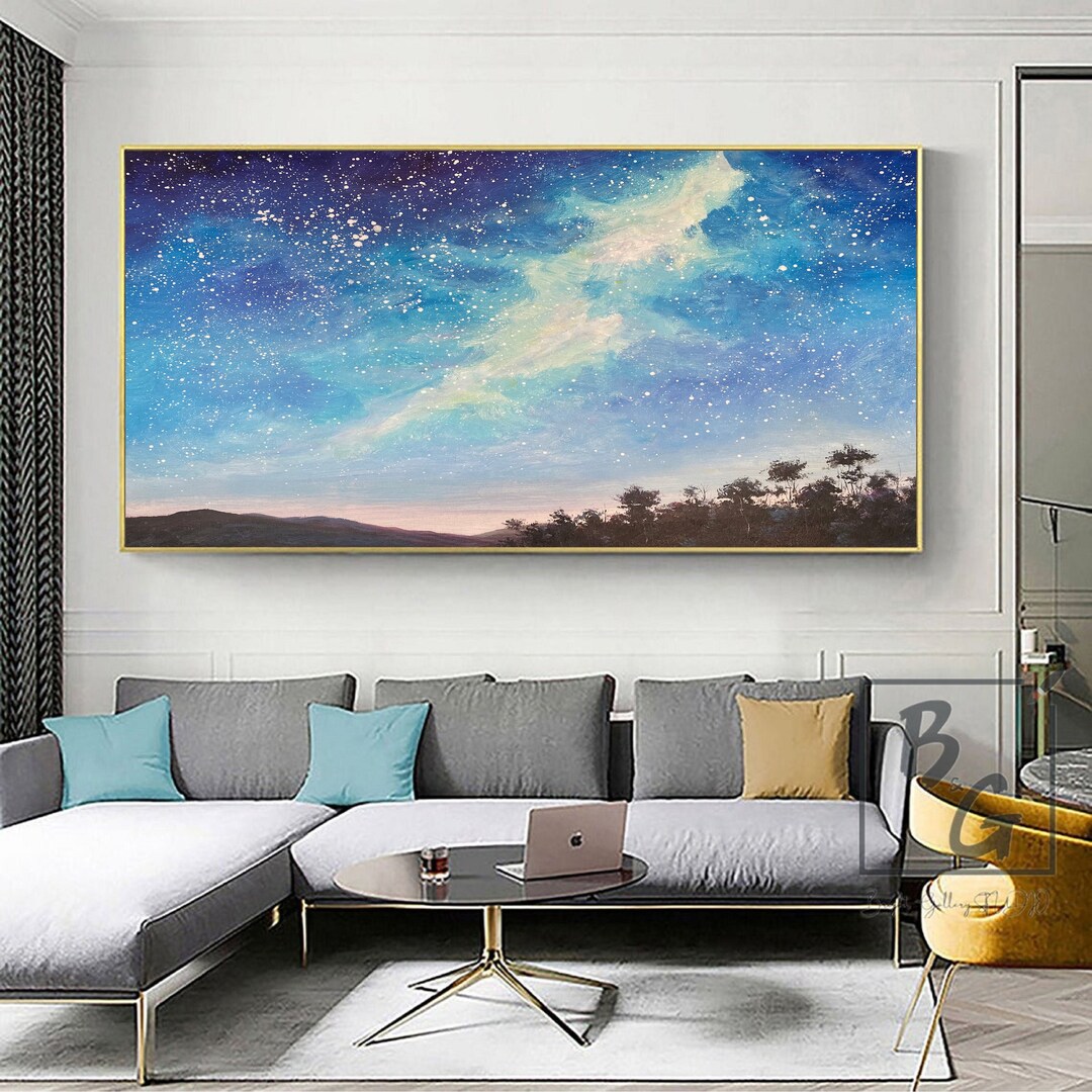 Starry Night Painting,starry Sky Abstract Painting,large Cloud Painting ...