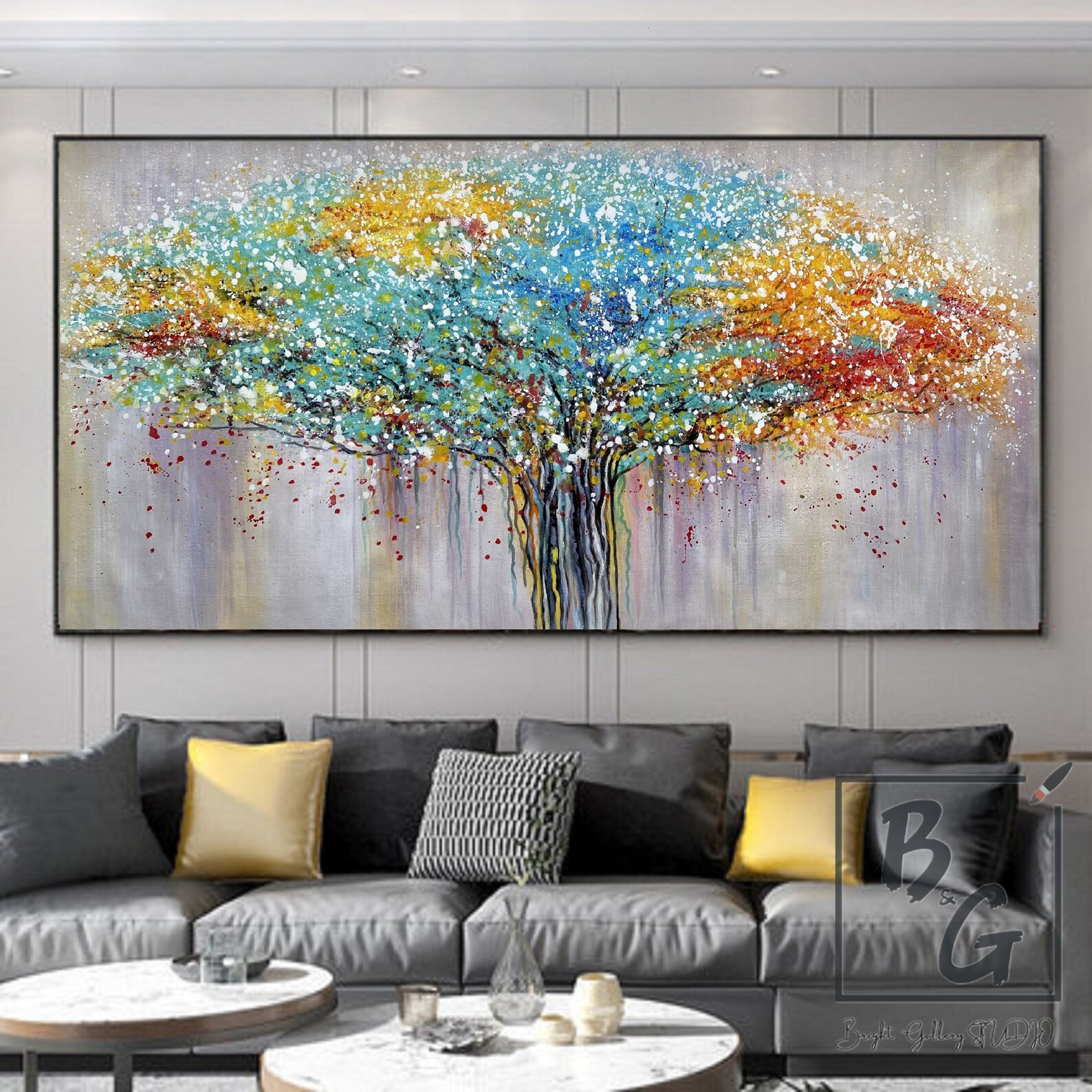 Green Abstract Oil Painting,abstract Trees Art,abstract Painting,canvas ...