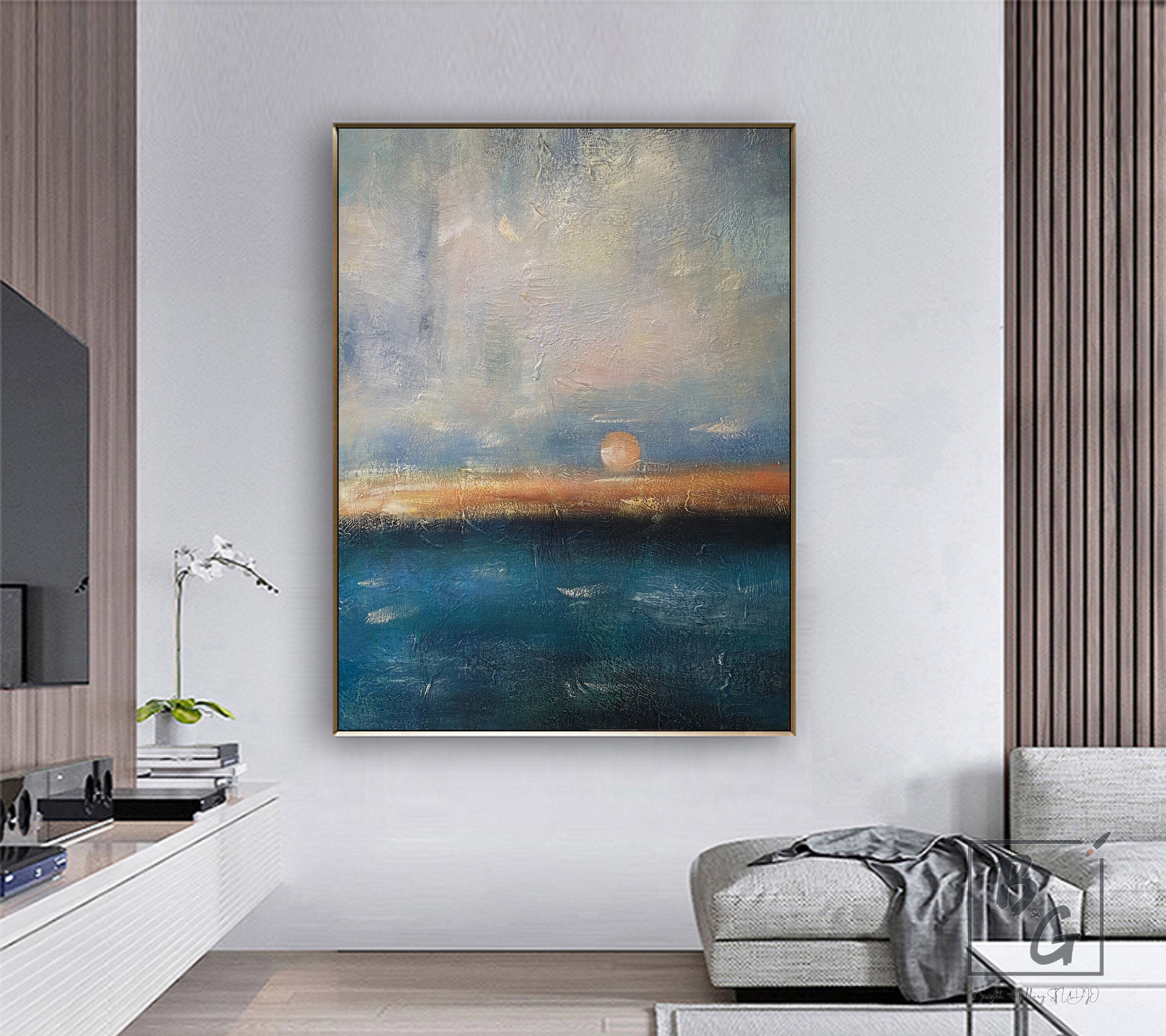 Large Ocean Sunset Painting on Canvas Abstract Wall Art Painting,large ...