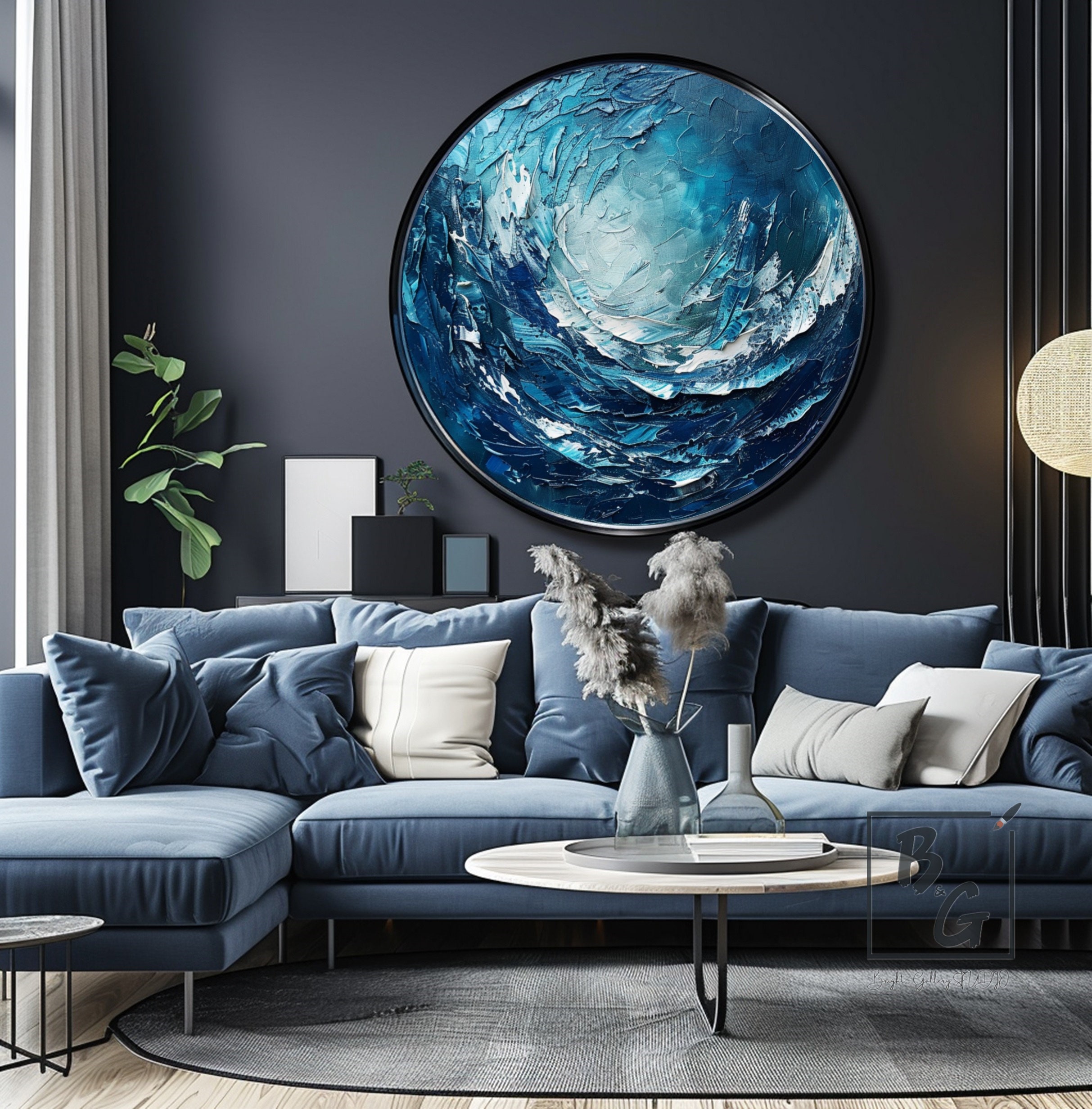 Circle Abstract Painting on Canvas,blue Abstract Painting,vortex ...
