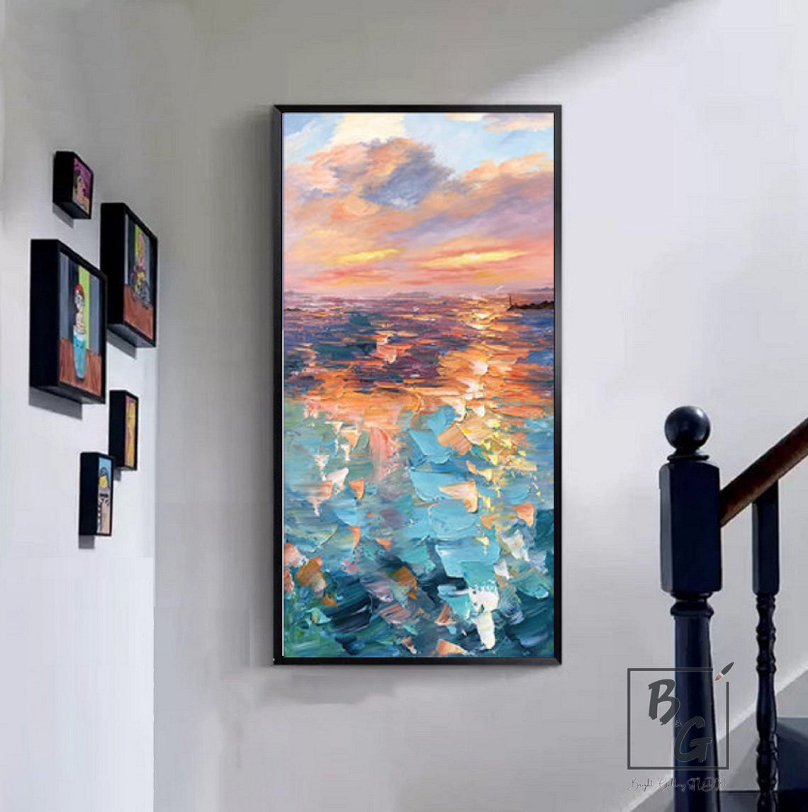 Large Ocean Paintingabstract Paintingsunshine Sky Sea - Etsy