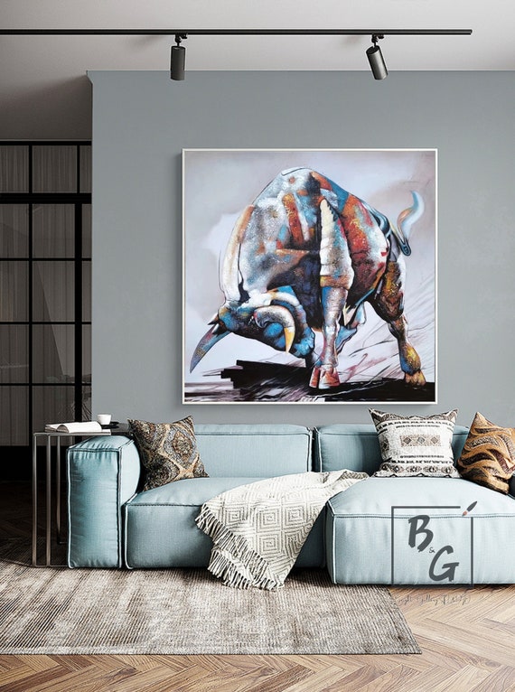 Large Animal Abstract Paintinglarge Bull Painting Original - Etsy