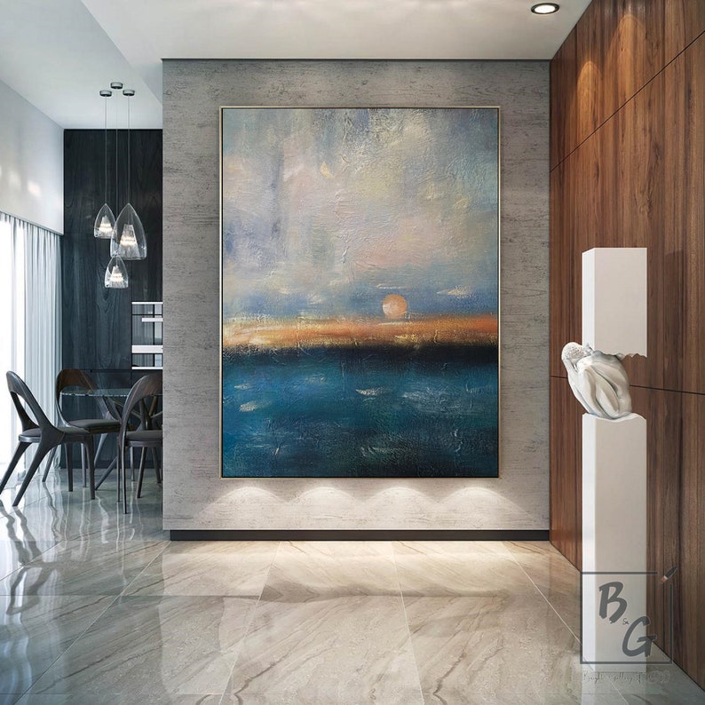 Large Ocean Sunset Painting on Canvas Abstract Wall Art Painting,large ...