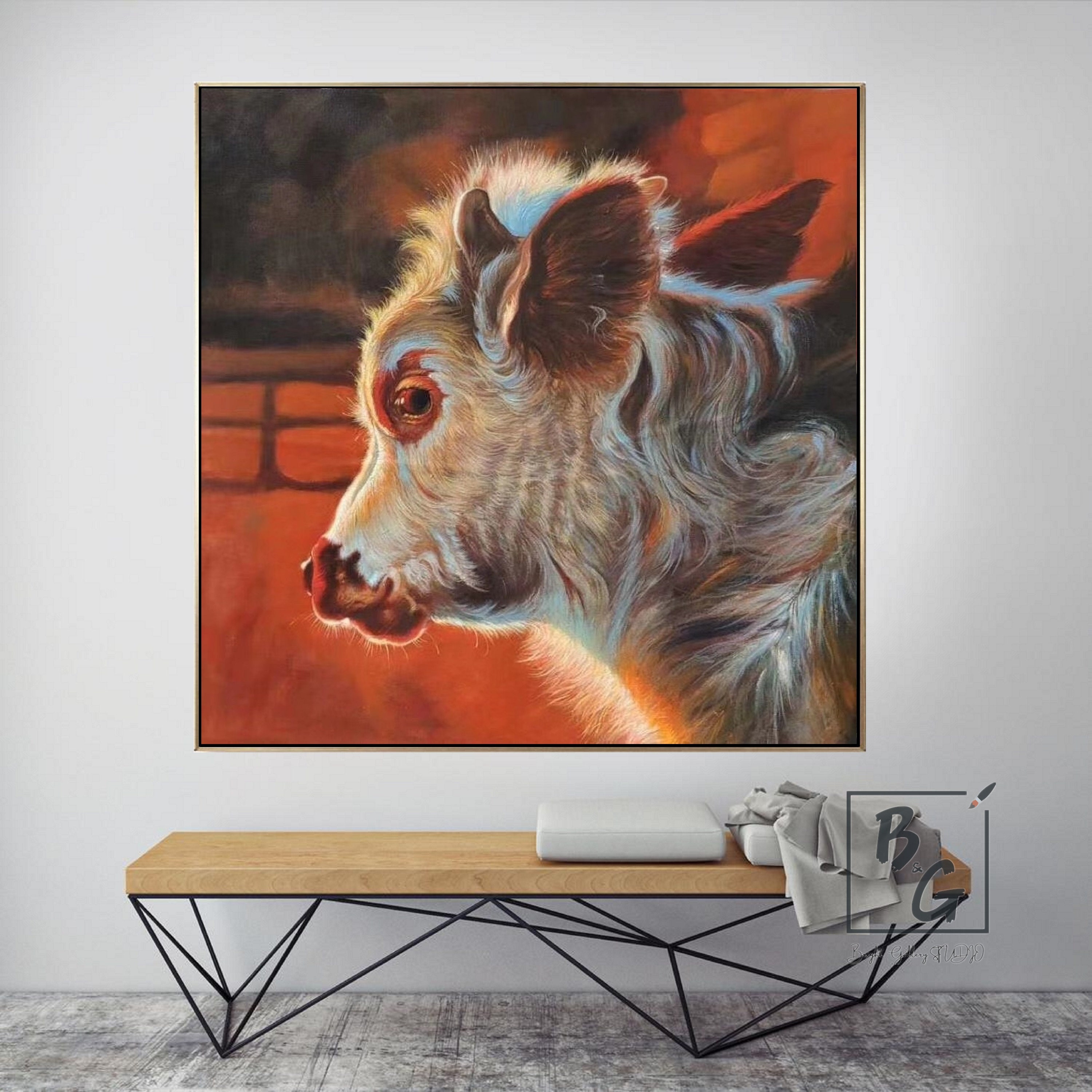 Original Bull Painting Large Bull Paintinglarge Animal - Etsy