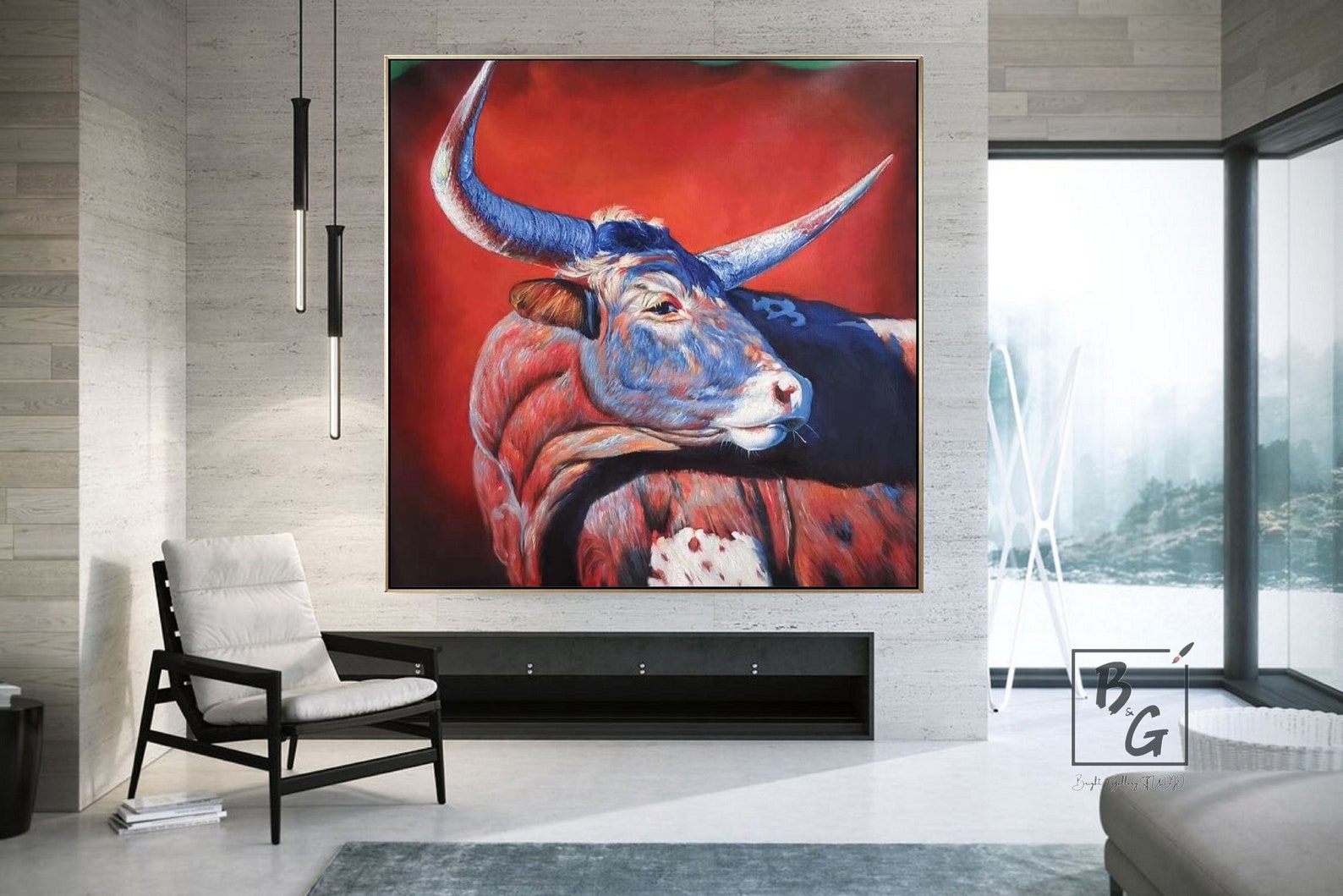 Large Bull Painting Original Bull Paintinglarge Animal - Etsy