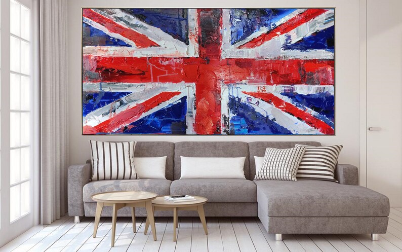 British Flag Paintingpaintings on Canvaslarge Abstract - Etsy