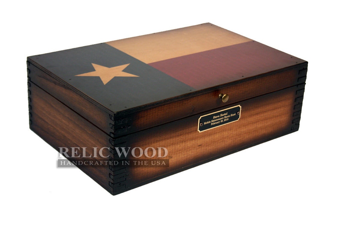 Texas State Flag Wooden Memory Box | Etsy