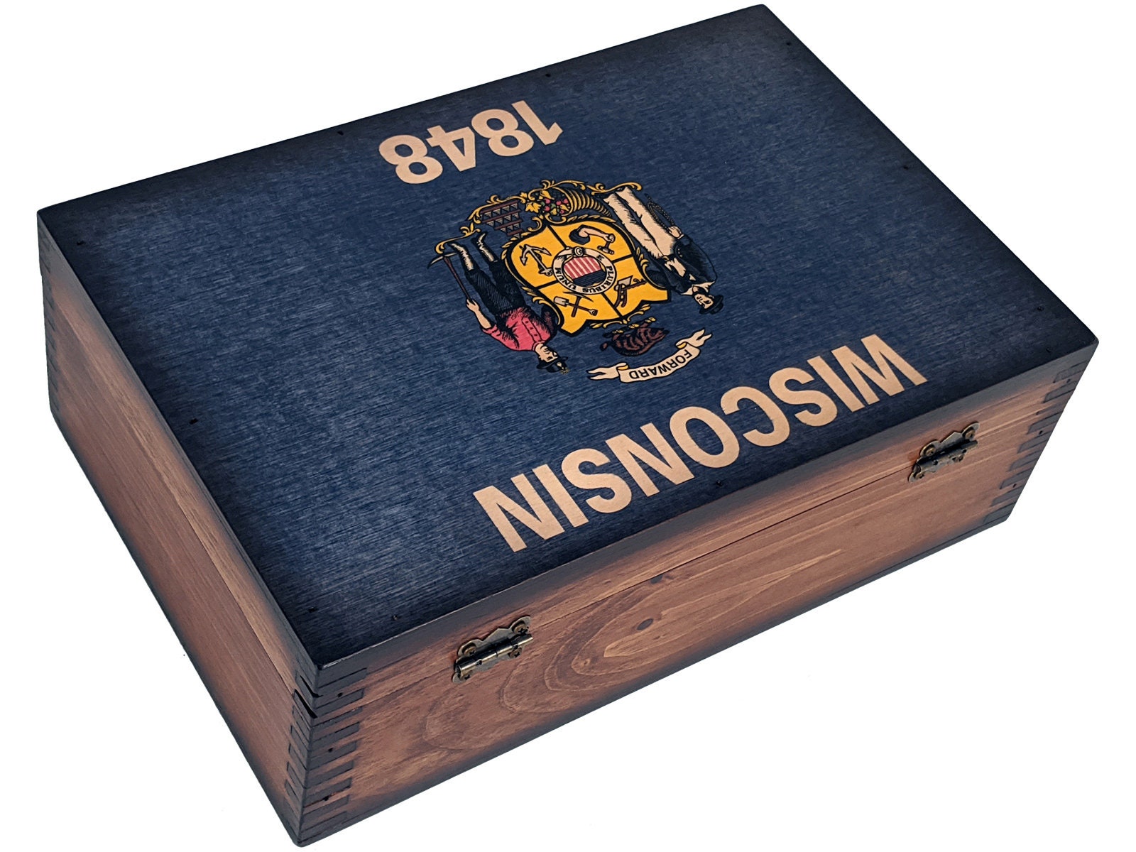 Wisconsin State Flag Wooden Memory Box - Etsy