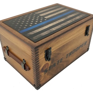 State Trooper Thin Blue Line Keepsake Box - Etsy