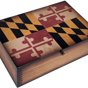 Maryland State Flag Wooden Memory Box - Etsy