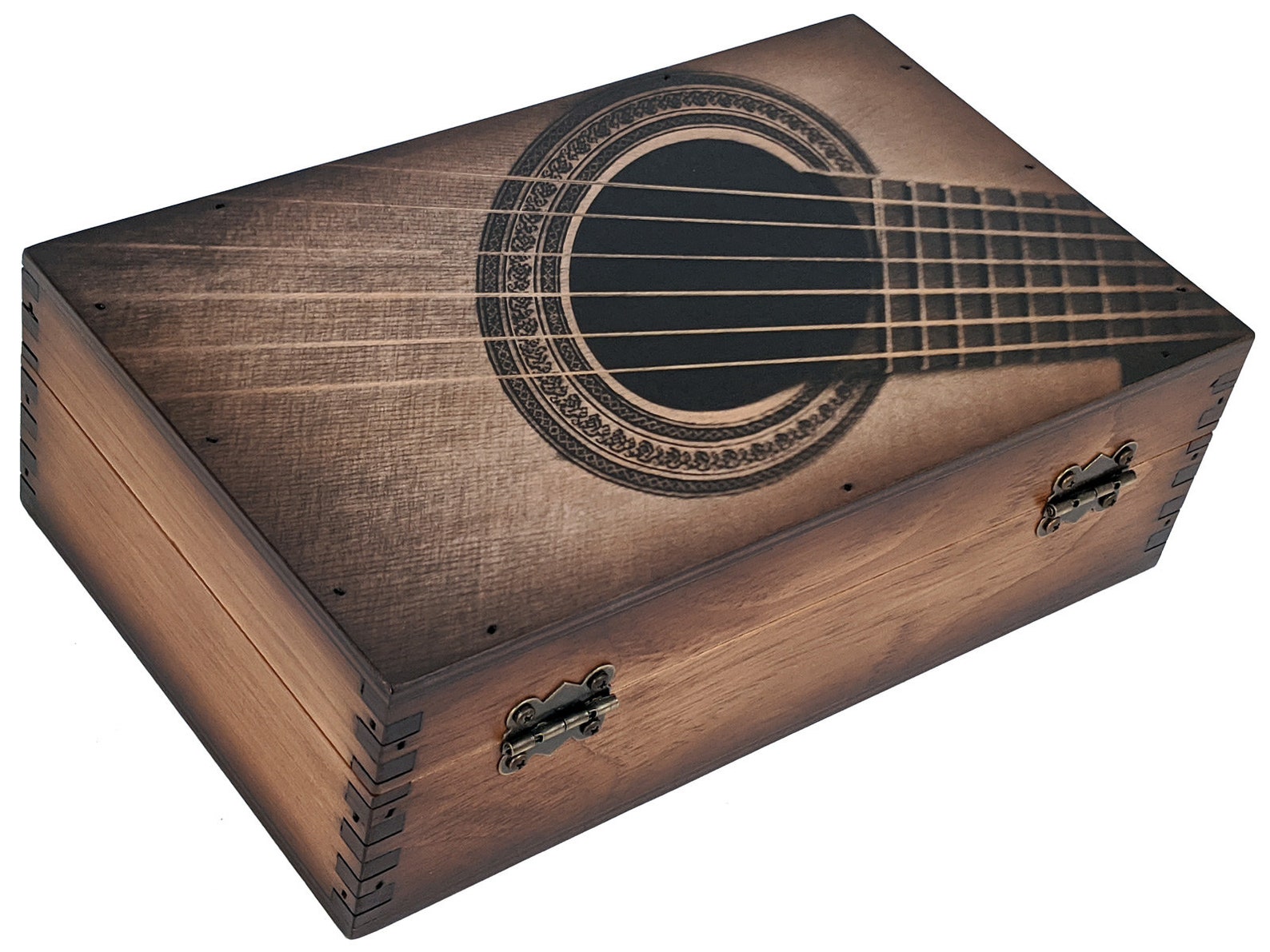 Acoustic Guitar Medium Wooden Box – Handcrafted Wood Music Keepsake Box ...