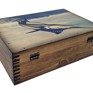 Blue Marlin Wooden Memory Gift Box - Etsy