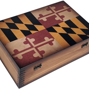 Maryland State Flag Wooden Memory Box - Etsy
