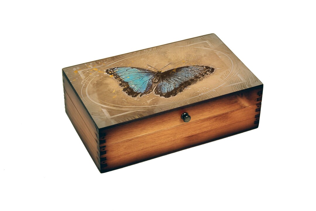 Retro Butterfly Medium Wood Box - Etsy