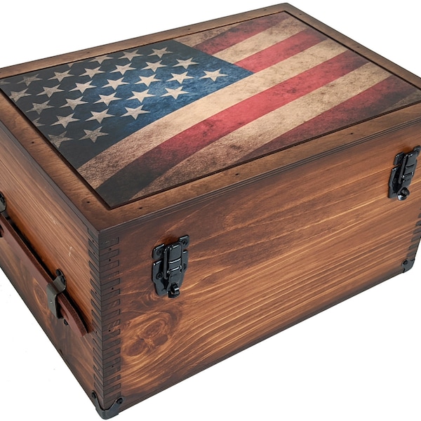 Wooden Box With American Flag - Etsy
