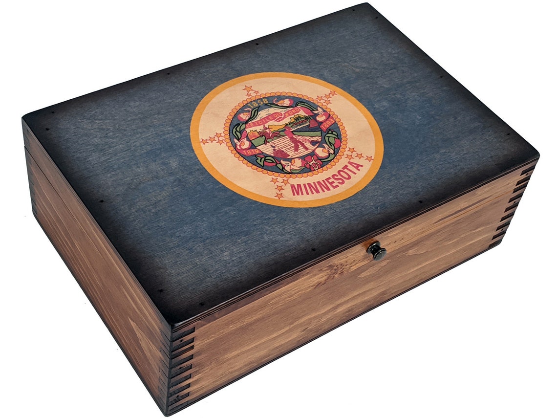 Minnesota State Flag Wooden Memory Box - Etsy