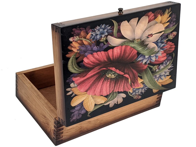 Folk Art Flowers Illustration Memory Box | Etsy