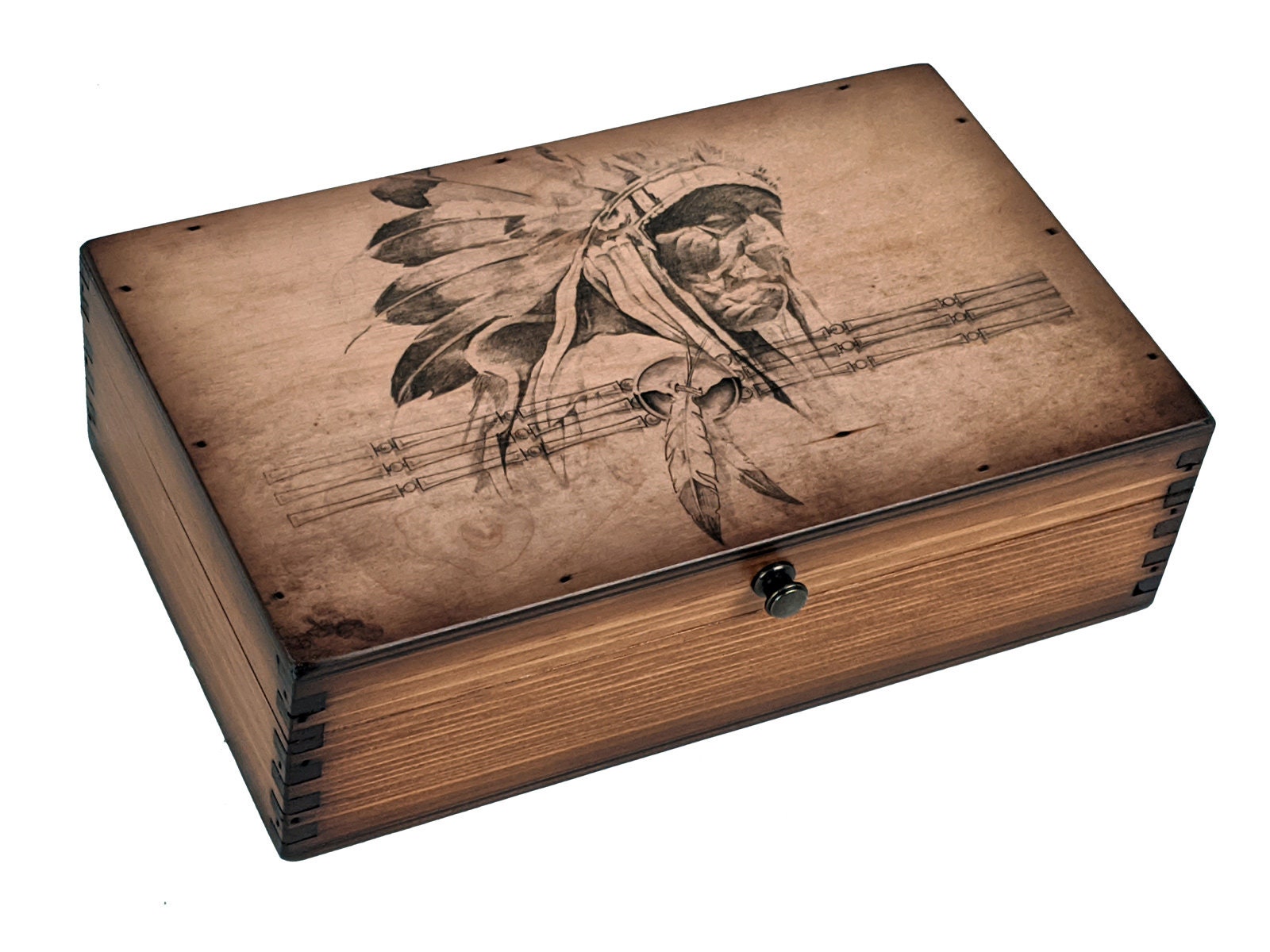 American Indian Chief Medium Wood Box - Etsy