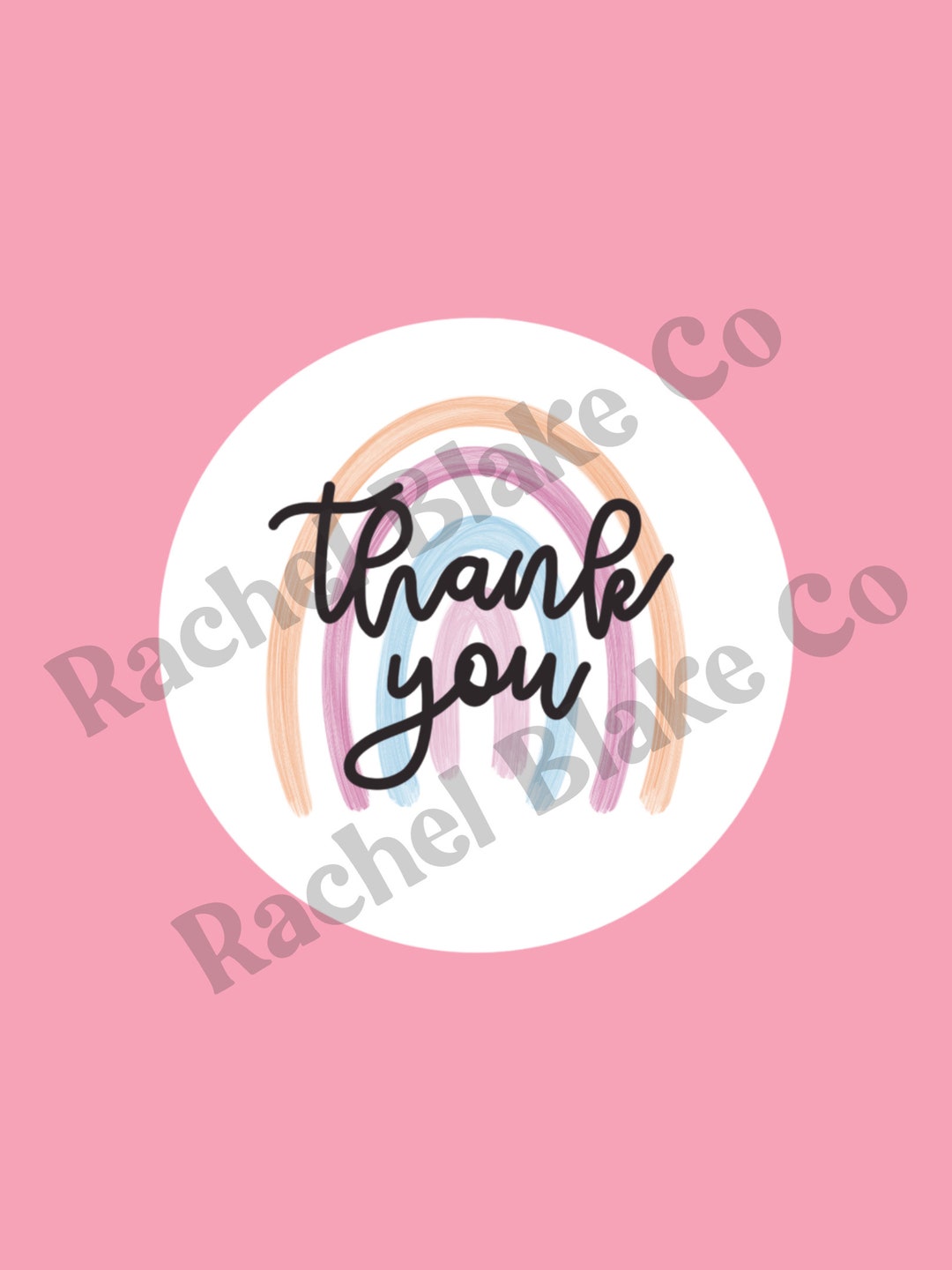 Buy Thank You Rainbow Sticker PNG Boho Thank You Stickers, Rainbow ...